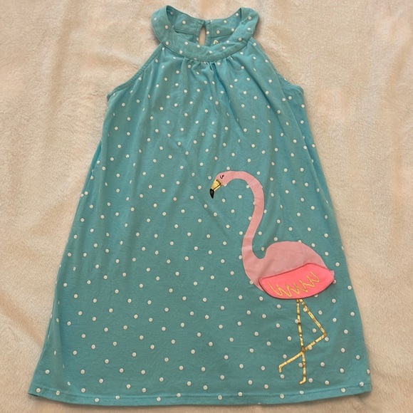 Dresses | Girls 6 Blue Polka Dot Flamingo Sleeveless Dress | Poshmark